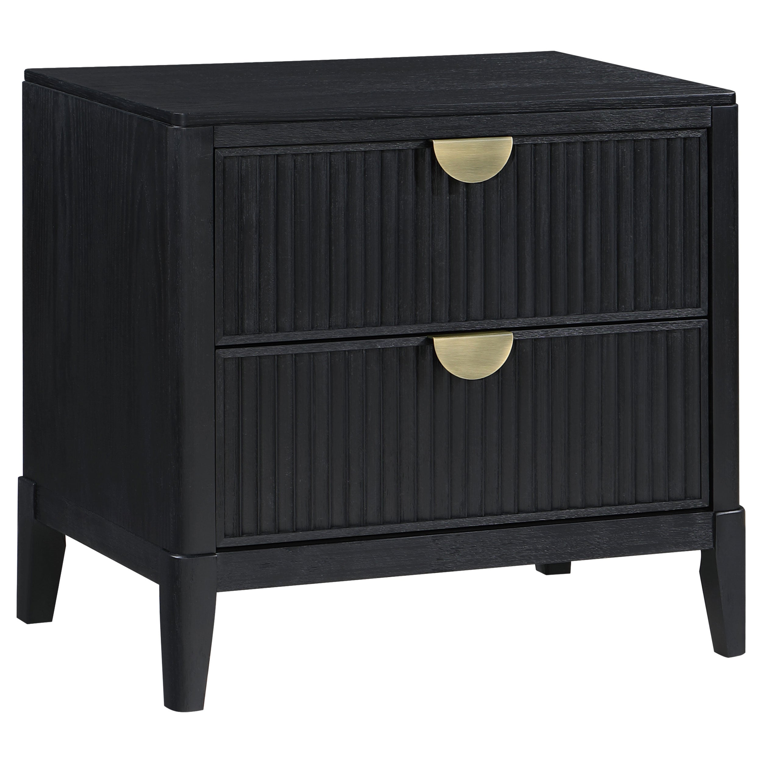 Black two drawer bedside table store